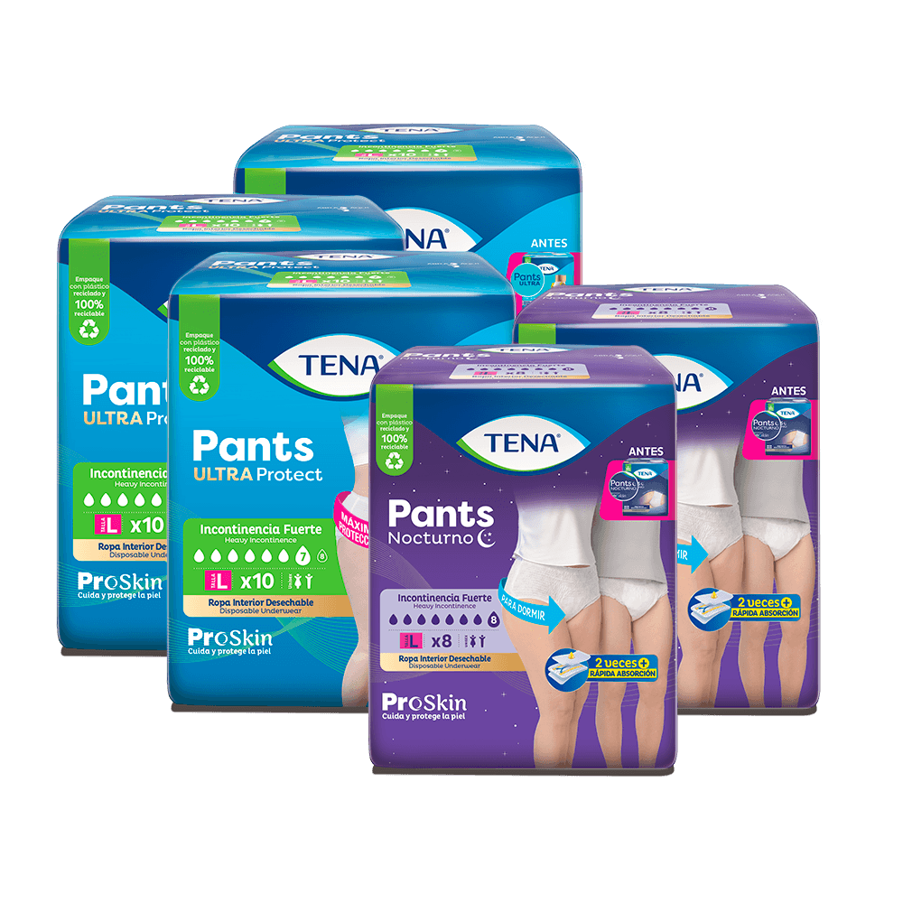 Combo Ropa Interior Absorbente TENA Pants L para el Día y la Noche x 46 und